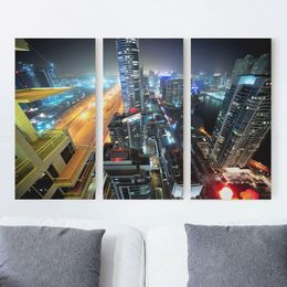 Bilderwelten 3-teiliges Leinwandbild - Querformat Dubai Lights