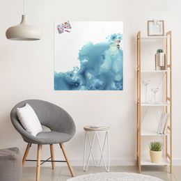 Bilderwelten Glasbild originell Abstrakt einzigartig Aquarell - Welle Aquarell T&uuml;rkis II - Deko Wohnzimmer Schlafzimmer