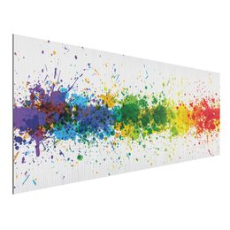 Bilderwelten Alu Dibond Outdoor Bild einzigartig Abstrakt wetterfest - Rainbow Splatter - Deko Wohnzimmer Schlafzimmer