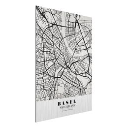 Bilderwelten Alu-Dibond Outdoor Bild Stadtplan Basel - Klassik