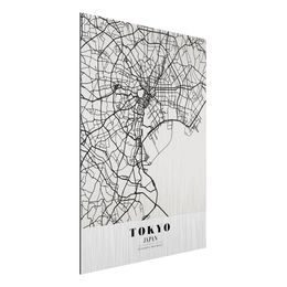Bilderwelten Alu Dibond Outdoor Bild Spr&uuml;che schwarz weiss modern wetterfest - Stadtplan Tokyo - Klassik - Spr&uuml;che Wohnzimmer Schlafzimmer
