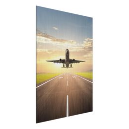 Bilderwelten Alu Dibond Outdoor Bild Fahrzeuge einzigartig modern wetterfest - Startendes Flugzeug - Fahrzeuge Wohnzimmer Schlafzimmer
