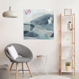Bilderwelten Glasbild originell Abstrakt einzigartig Aquarell - Wogen in Blau I - Deko Wohnzimmer Schlafzimmer