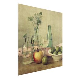 Bilderwelten Alu-Dibond Outdoor Bild Stillleben mit Flaschen