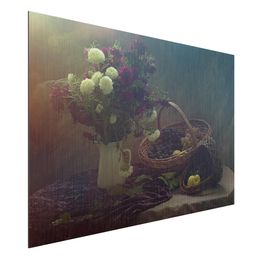 Alu-Dibond K&uuml;che Stillleben mit Blumenvase