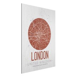 Bilderwelten Alu Dibond Outdoor Bild Spr&uuml;che rot modern wetterfest - Stadtplan London - Retro - Spr&uuml;che Wohnzimmer Schlafzimmer