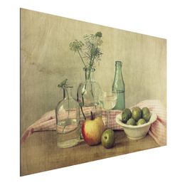 Bilderwelten Alu-Dibond Outdoor Bild Stillleben mit Flaschen