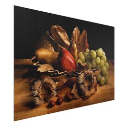 Bilderwelten Alu Dibond Outdoor Bild Kulinarisch einzigartig modern wetterfest - Stillleben im Herbst - Obst K&uuml;che