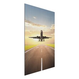 Bilderwelten Alu-Dibond Outdoor Bild Startendes Flugzeug