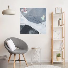 Bilderwelten Glasbild originell Abstrakt blau Aquarell - Punkte im Dialog II - Deko Wohnzimmer Schlafzimmer