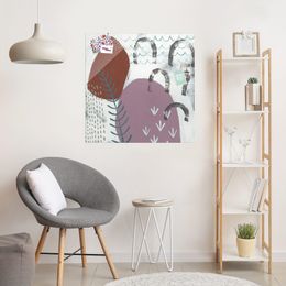 Bilderwelten Glasbild originell Abstrakt violett Glas Wandbild - Karneval der Formen in Beere II - Deko Wohnzimmer Schlafzimmer