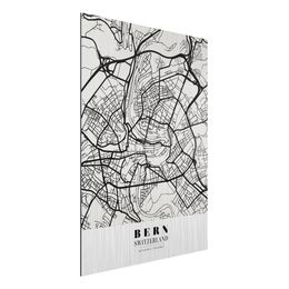 Bilderwelten Alu Dibond Outdoor Bild Spr&uuml;che schwarz weiss modern wetterfest - Stadtplan Bern - Klassik - Spr&uuml;che Wohnzimmer Schlafzimmer