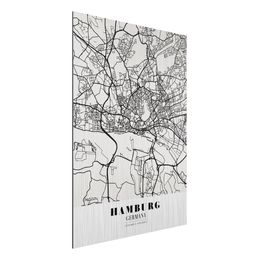 Bilderwelten Alu-Dibond Outdoor Bild Stadtplan Hamburg - Klassik