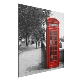 Bilderwelten Alu Dibond Outdoor Bild Stadt einzigartig modern wetterfest - Telephone - London Wohnzimmer Schlafzimmer