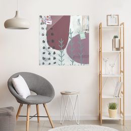 Bilderwelten Glasbild originell Abstrakt violett Glas Wandbild - Karneval der Formen in Beere III - Deko Wohnzimmer Schlafzimmer