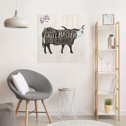 Bilderwelten Glasbild - Quadrat Bauernhof BBQ - Rind