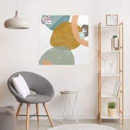Bilderwelten Glasbild originell Abstrakt pastell Glas Wandbild - Pailletten im Detail I - Deko Wohnzimmer Schlafzimmer