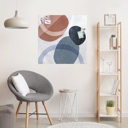 Bilderwelten Glasbild originell Abstrakt blau Aquarell - Orbit mit Punkten II - Deko Wohnzimmer Schlafzimmer