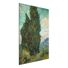 Bilderwelten Alu Dibond Outdoor Bild Wald gr&uuml;n modern wetterfest - Vincent van Gogh - Zypressen - B&auml;ume Wohnzimmer Schlafzimmer
