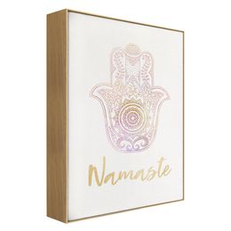 Bilderwelten Akustik-Wechselbild Hamsa Hand Illustration Namaste gold rosa
