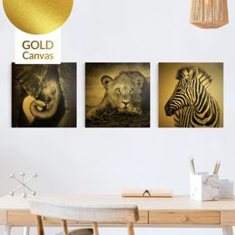 Bilderwelten Leinwandbild Tiere Motiv Kunstdruck schwarz weiss - Babytiere - Wandbild XXL Wohnzimmer Schlafzimmer