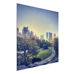 Bilderwelten Alu Dibond Outdoor Bild Stadt gr&uuml;n Motiv wetterfest - Peaceful Central Park - Amerika Wohnzimmer Schlafzimmer