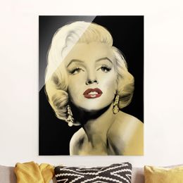 Bilderwelten Glasbild - Hochformat Marilyn mit Ohrschmuck