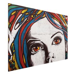 Bilderwelten Alu Dibond Outdoor Bild Portrait beige modern wetterfest - Punk Graffiti - Deko Wohnzimmer Schlafzimmer