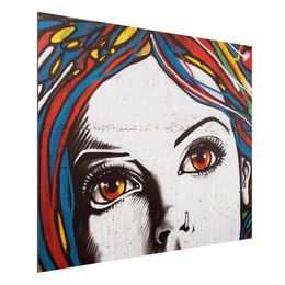 Bilderwelten Alu Dibond Outdoor Bild Portrait beige modern wetterfest - Punk Graffiti - Deko Wohnzimmer Schlafzimmer