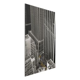 Bilderwelten Alu Dibond Outdoor Bild Stadt schwarz weiss modern wetterfest - NYC 5pm - Amerika Wohnzimmer Schlafzimmer