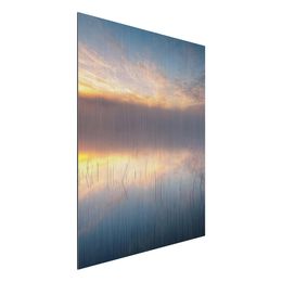 Bilderwelten Alu-Dibond Outdoor Bild Sonnenaufgang schwedischer See
