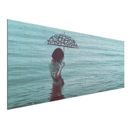 Bilderwelten Alu Dibond Outdoor Bild Portrait einzigartig Motiv wetterfest - Spaziergang im Wasser - Deko Wohnzimmer Schlafzimmer