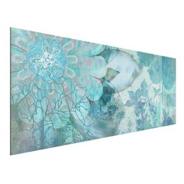 Bilderwelten Alu Dibond Outdoor Bild Blumen blau modern wetterfest - Winterblumen - Deko Wohnzimmer Schlafzimmer