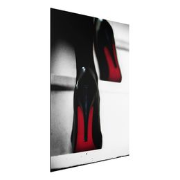 Bilderwelten Alu Dibond Outdoor Bild Portrait rot Motiv wetterfest - High Heels in Rot - Deko Wohnzimmer Schlafzimmer
