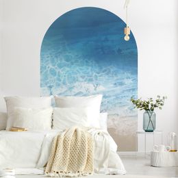 Bilderwelten Rundbogen Tapete Strand maritim Wandtapete blau - Ebbe und Flut in Farbe I - Landschaft Wohnzimmer Schlafzimmer
