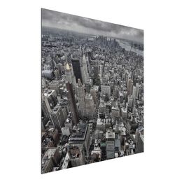 Bilderwelten Alu Dibond Outdoor Bild Stadt einzigartig Motiv wetterfest - Blick &uuml;ber Manhattan - Architektur Wohnzimmer Schlafzimmer