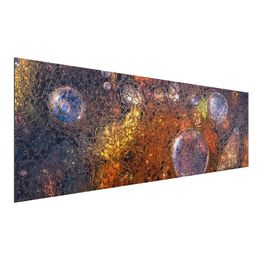 Bilderwelten Alu Dibond Outdoor Bild originell orange Abstrakt wetterfest - Winter im Herbst - Deko Wohnzimmer Schlafzimmer