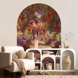 Bilderwelten Rundbogen Tapete Claude Monet - Weg in Monets Garten in Giverny - Schlafzimmer Wohnzimmer - hinterm Bett - halbrund rund - selbstklebend Fototapete