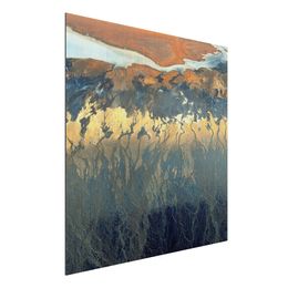 Bilderwelten Alu Dibond Outdoor Bild Natur blau Motiv wetterfest - Kalifornien aus der Luft - Landschaft Wohnzimmer Schlafzimmer