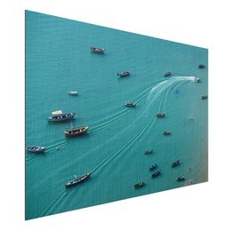 Bilderwelten Alu-Dibond Outdoor Bild Ankernde Fischerboote