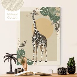 Bilderwelten Leinwandbild Tiere Tropisch Kunstdruck gold - Safari Tiere - Giraffe - Giraffen XXL Jugendzimmer