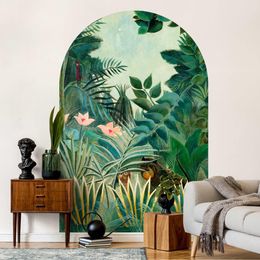 Bilderwelten Rundbogen Tapete Henri Rousseau - Dschungel am &Auml;quator - Schlafzimmer Wohnzimmer - hinterm Bett - halbrund rund - selbstklebend Fototapete