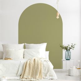 Bilderwelten Rundbogen Tapete Mellow Matcha - Schlafzimmer Wohnzimmer - hinterm Bett - halbrund rund - selbstklebend Fototapete