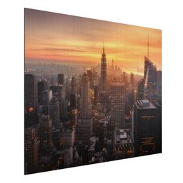 Bilderwelten Alu-Dibond Outdoor Bild Manhattan Skyline Abendstimmung