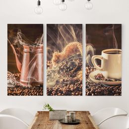 Bilderwelten 3-teiliges Leinwandbild - Hochformat Kaffee - Dampf