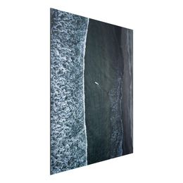 Bilderwelten Alu Dibond Outdoor Bild Strand blau Motiv wetterfest - Luftbild - Der Herausforderer - Landschaft Wohnzimmer Schlafzimmer