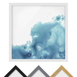 Bilderwelten Bild mit Rahmen originell einzigartig Abstrakt Aquarell - Welle Aquarell T&uuml;rkis II - Deko Wohnzimmer Schlafzimmer