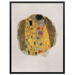 Bilderwelten Leinwandbild - Hochformat Wasserfarben - Gustav Klimt - Der Kuss