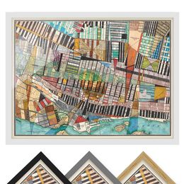 Bilderwelten Bild mit Rahmen - Querformat Moderne Karte von Montreal