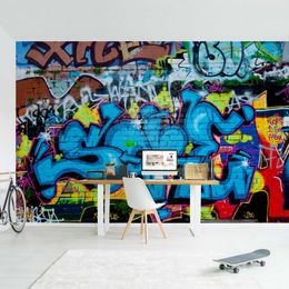 Bilderwelten Fototapete Vliestapete Industrial Steinoptik einzigartig - Colours of Graffiti - Beton Jugendzimmer